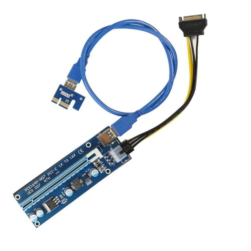 6-Pack PCI-E Riser 6 PIN 1x to x16 Powered Riser Adapter Card w/ 60cm ...