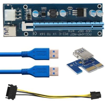 6-Pack PCI-E Riser 6 PIN 1x to x16 Powered Riser Adapter Card w/ 60cm ...