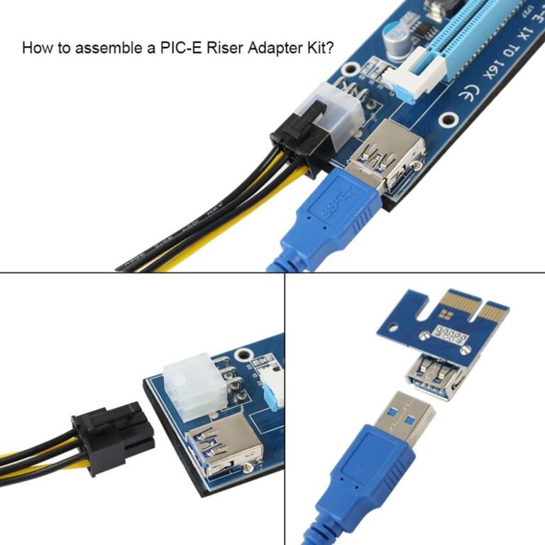6-Pack PCI-E Riser 6 PIN 1x to x16 Powered Riser Adapter Card w/ 60cm ...