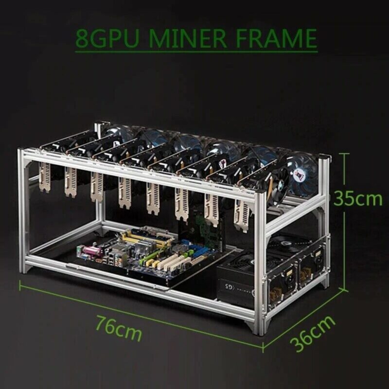 Aluminum Open Air Mining Rig Stackable Frame Holder 8 GPU Ethereum