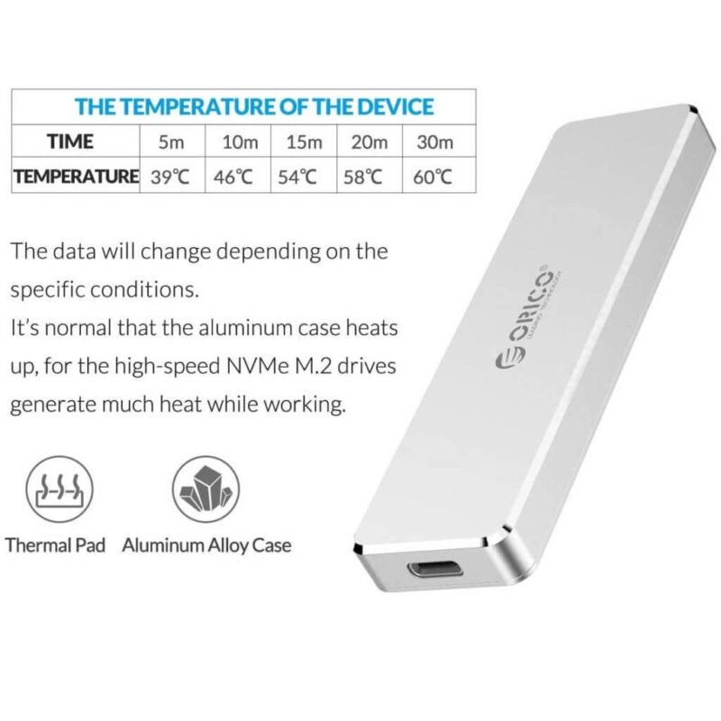 Orico Mini NVMe M.2 SSD Enclosure Aluminum Case USB3.1 Gen 2
