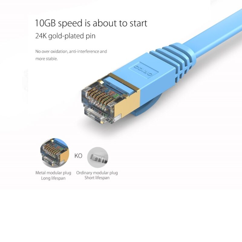 Orico CAT7 10000Mbps Flat Ethernet Cable – PUG-C7B – 1 Meter