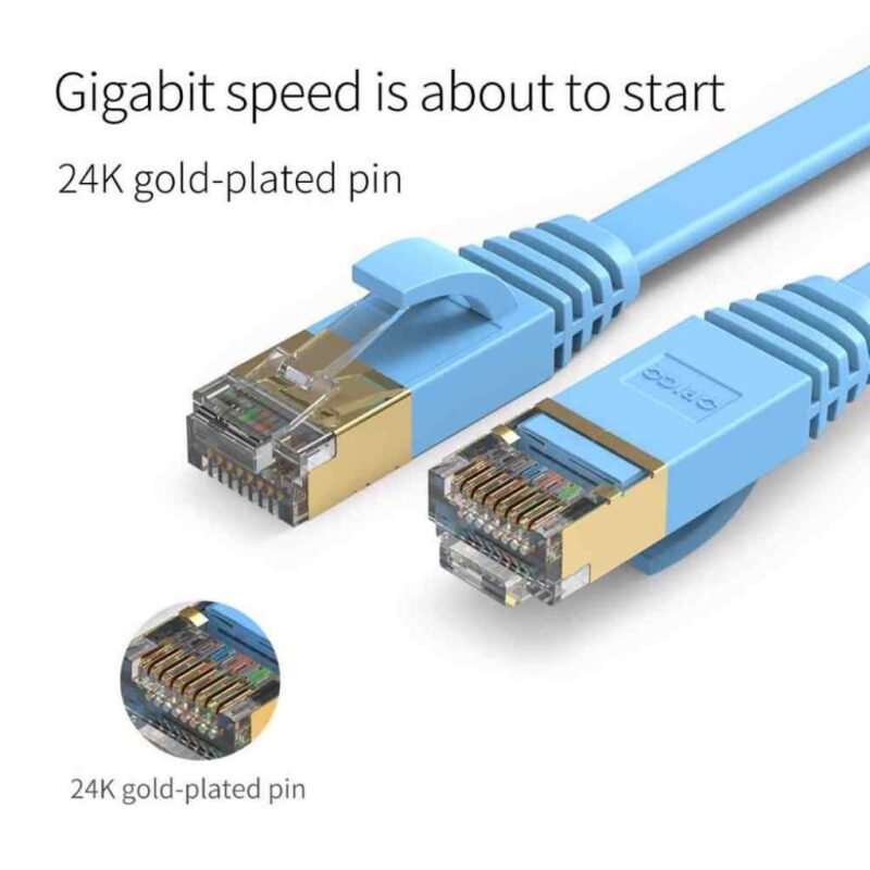 Orico CAT7 10000Mbps Flat Ethernet Cable – PUG-C7B – 1 Meter