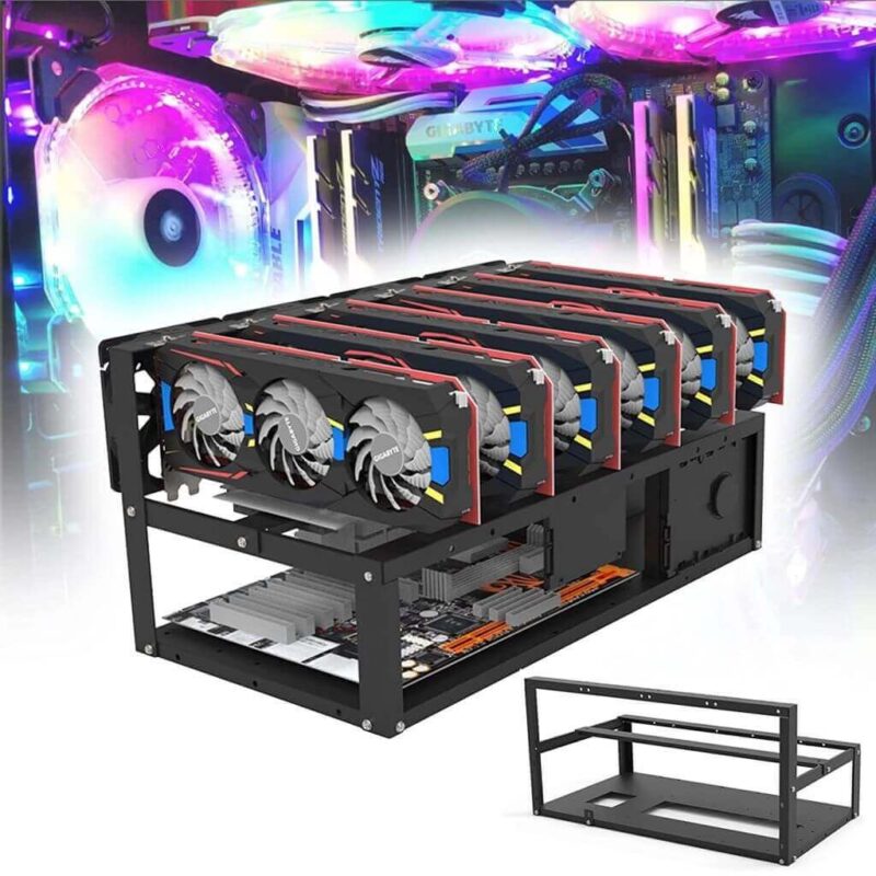 Mining Rig Frame - 6/8 GPU Steel Open Air Miner Mining Frame Rig Case