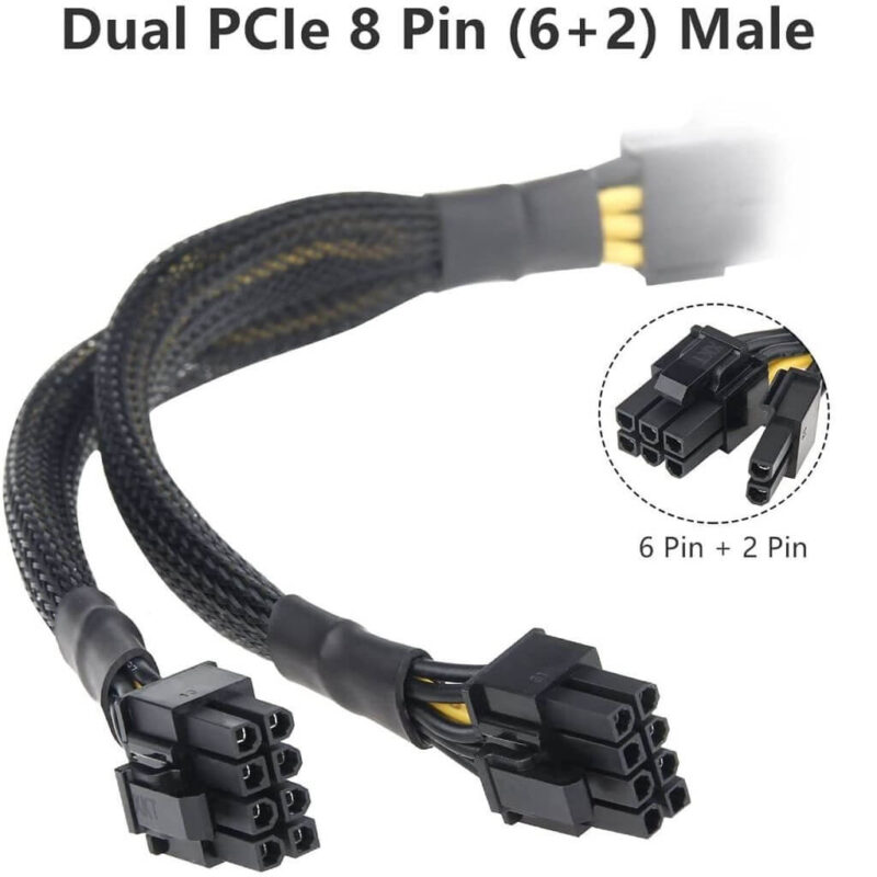 8 Pin PCIe Splitter PCI-e 8 Pin Female to Dual 8 Pin(6+2) Male GPU VGA