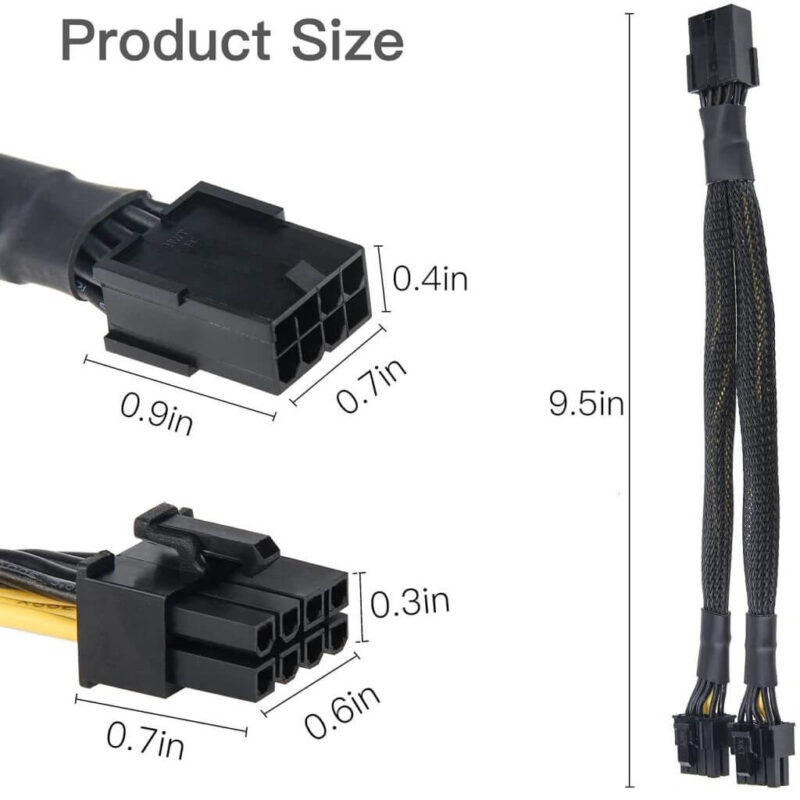8 Pin PCIe Splitter PCI-e 8 Pin Female to Dual 8 Pin(6+2) Male GPU VGA