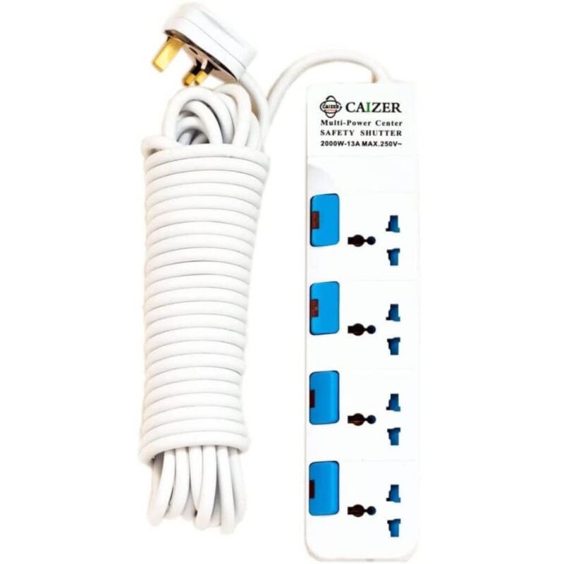 Caizer CZR814 4 Outlet Surge Protection Power Extension 3 Meter