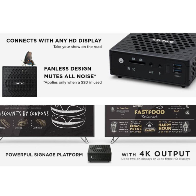 ZOTAC ZBOX CI325 Nano Mini PC Barebone Intel Celeron 1.6GHz
