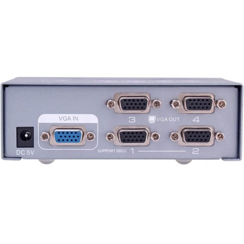 DTECH Powered 4 Port VGA Splitter Box Video Distribution Duplicator