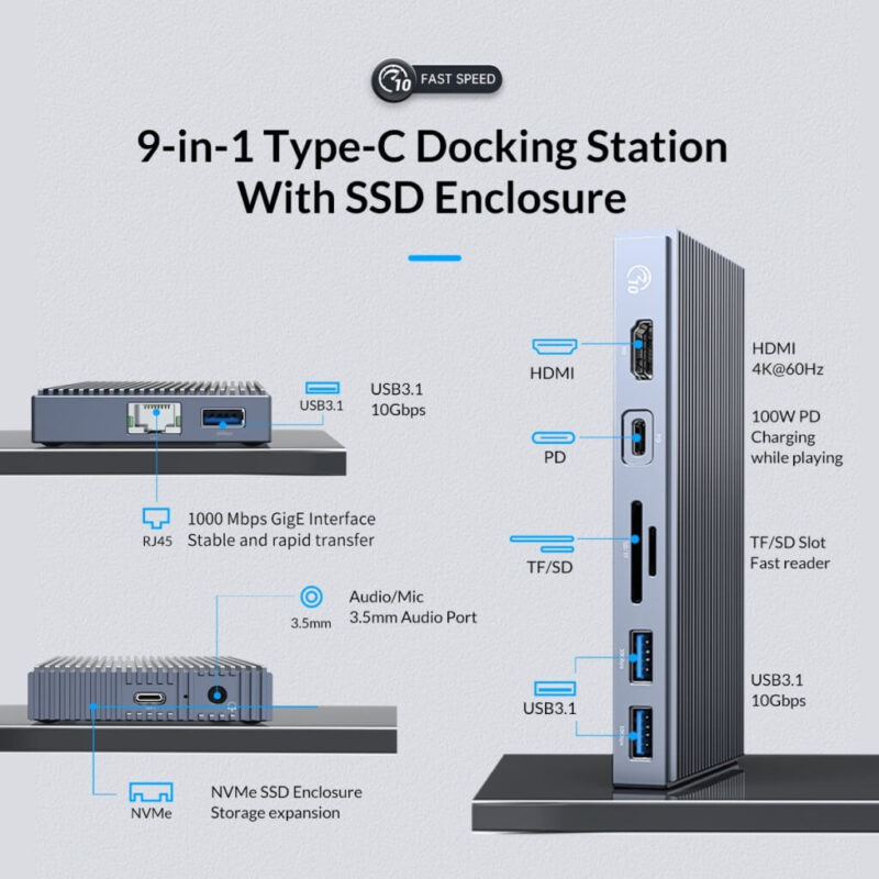 Orico 9-in-1 USB Type-C Multifunctional Docking Station