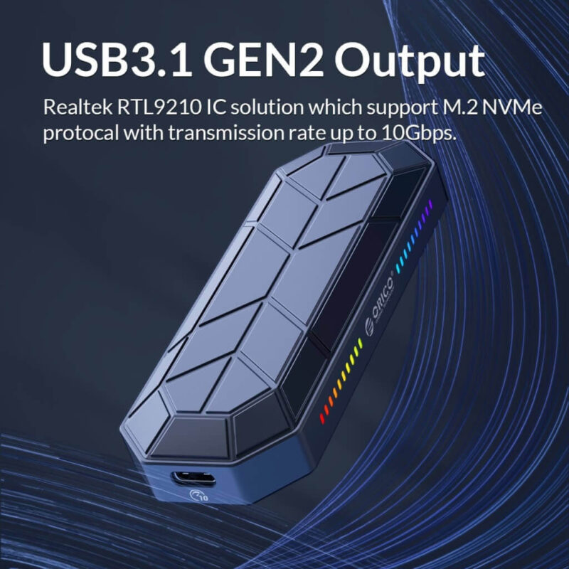 Orico Aluminum M.2 NVMe SSD RGB Enclosure USB 3.1