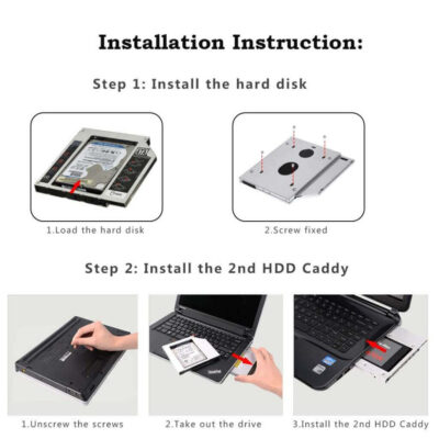 Universal 12.7mm Second HDD Caddy SATA 3.0 Hard Drive Adapter SSD HDD ...