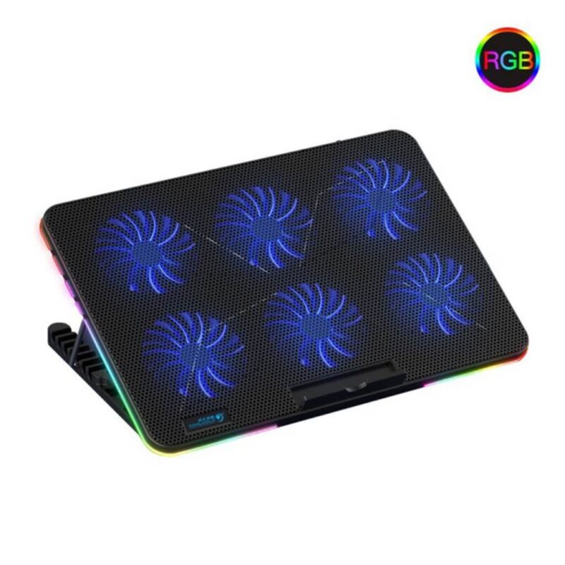 CoolCold F5 RGB Laptop Cooler 6 Fan Cooling Pad With 2 USB