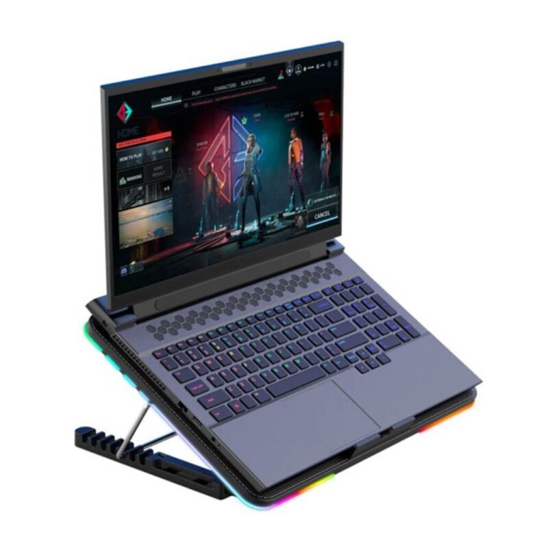 CoolCold F5 RGB Laptop Cooler 6 Fan Cooling Pad With 2 USB