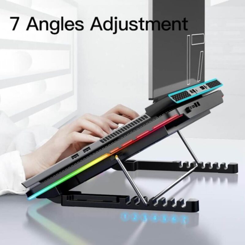 CoolCold F5 RGB Laptop Cooler 6 Fan Cooling Pad With 2 USB