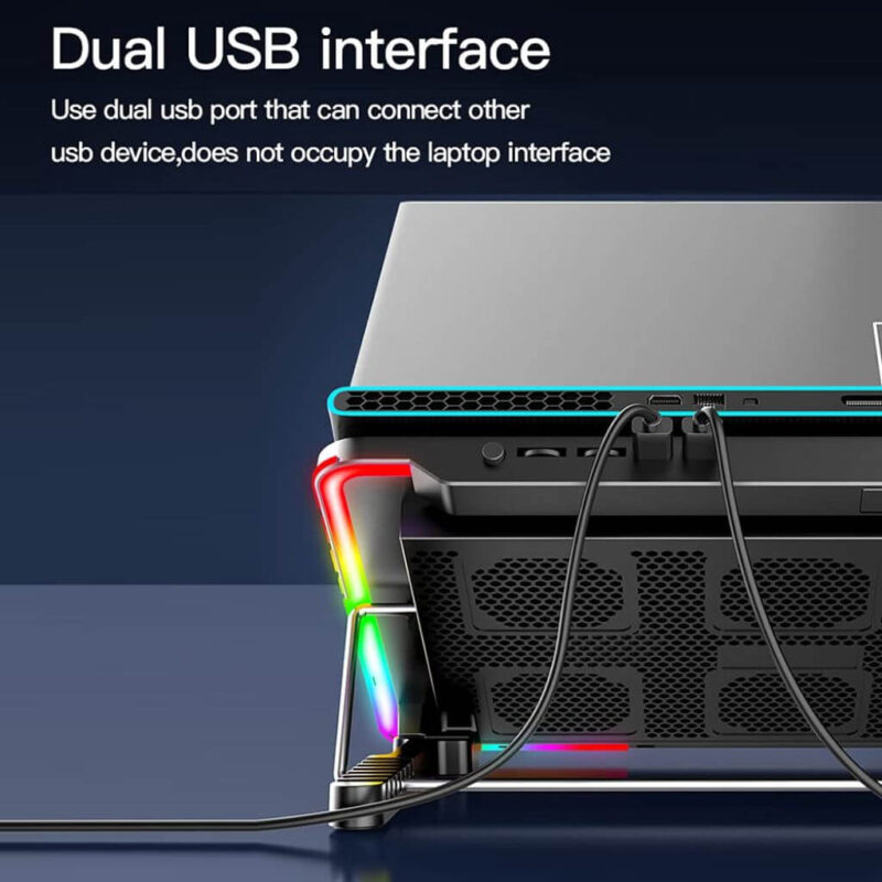 CoolCold F5 RGB Laptop Cooler 6 Fan Cooling Pad With 2 USB