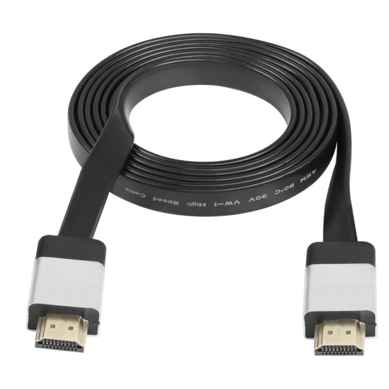 High Speed Male To Male Flat HDMI Cable 4K 3D Slim Gold Plated 2.0 ...