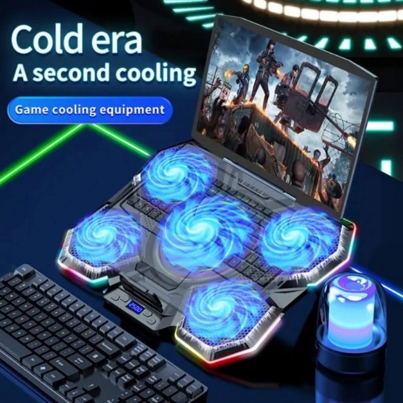 CoolCold RGB 5 Fans Gaming Laptop Cooling Pad For 17.3 Inch Laptop | I.T. Megabyte Computers