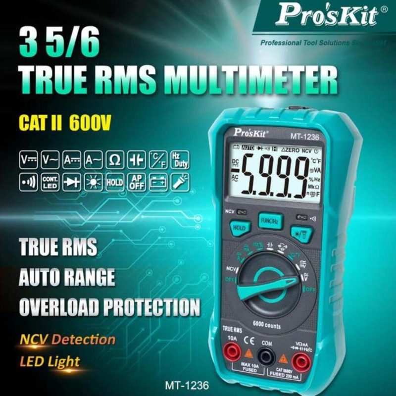 Pro'sKit MT-1236 3 5/6 True RMS Digital Multimeter | I.T. Megabyte ...